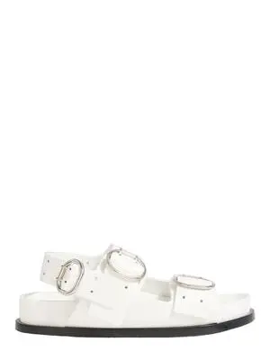 JIL SANDER Perforated Leather Slingback Sandals - White