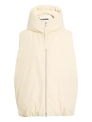 JIL SANDER Quilted Shell Hooded Down Vest - Cream