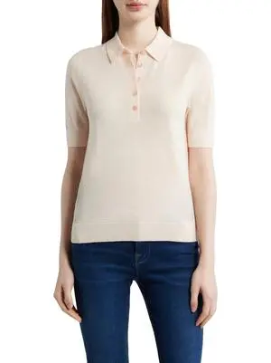 BOSS Fidenka Merino Wool Polo - Soft Pearl