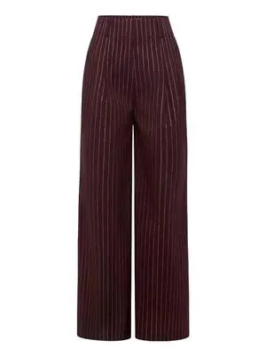 SIMONMILLER Pinstripe Wide Leg Trousers - Red