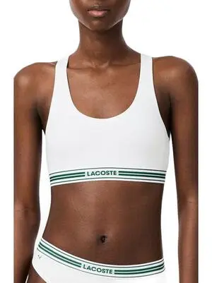 Lacoste Racerback Padded Stretch Cotton Bralette - White