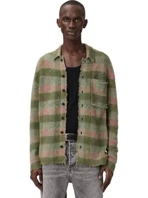 ALLSAINTS Adler Jacquard Plaid Cardigan - Sunbaked Pink