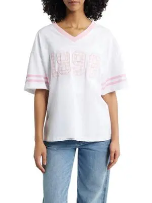 GOLDEN HOUR 1998 Appliqué Graphic T-shirt - Bright White/rose