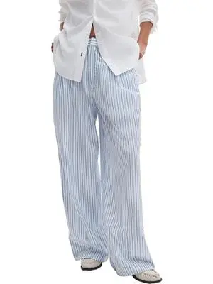 Rag & Bone Chappell Stripe Cotton Poplin Pants - Baby Blue Stripe