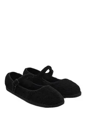Mango Faux Shearling Ballerina Flat - Black