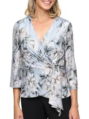 Alex Evenings Floral Sequin Top - Hydro Multi