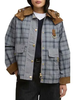 Barbour Carnforth Tartan Cotton Hooded Jacket - Grey Tartan