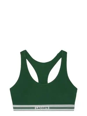 Lacoste Racerback Padded Stretch Cotton Bralette - Green