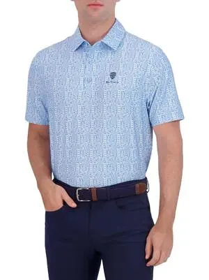 Ben Sherman Watercolor Geo Performance Golf Polo - Light Blue
