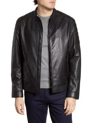 Cole Haan Racer Leather Jacket - Black
