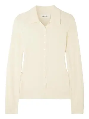 LISA YANG Agata Ribbed Cashmere Cardigan Ivory