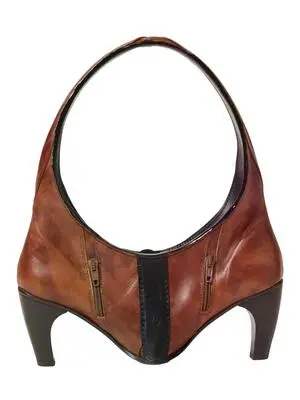 EDEN TAN Heel-detail Leather Tote Bag - Brown