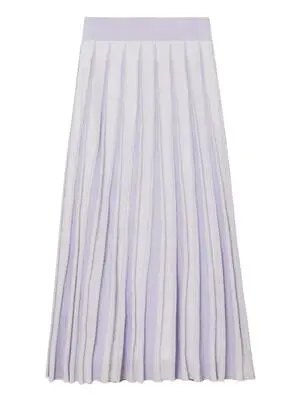 Tory Burch Pleated T Monogram Cotton Skirt - Lilac