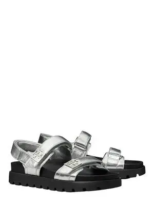Tory Burch Mellow Burch Sandal - Silver/perfect Black/silver