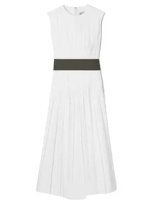 Tory Burch Pleated Poplin Dress - White