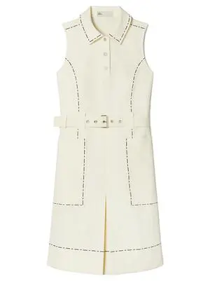 Tory Burch Pick Stitch Stretch Golf Dress - New Ivory