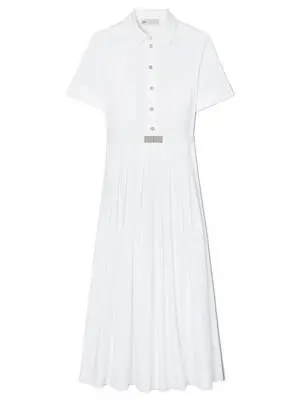 Tory Burch Pleated Poplin Shirt Dress - White