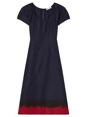 Tory Burch Balloon Sleeve Viscose Dress - Medium Navy/red