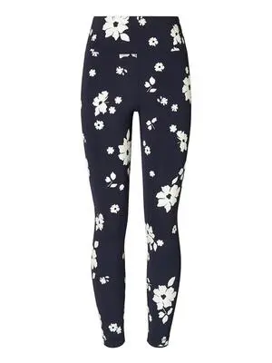 Tory Burch Printed Nylon Legging - Medium Navy Contrast Floral