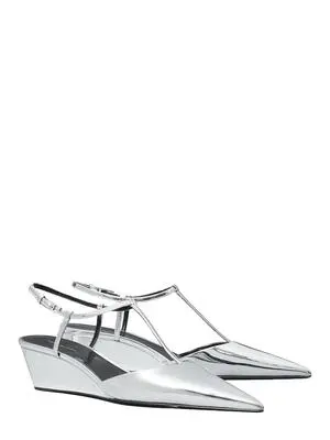 Tory Burch Gigi T-Strap Wedge Platinum
