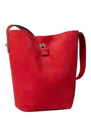 Tory Burch Suede Slim Bucket Bag - Toucan Red