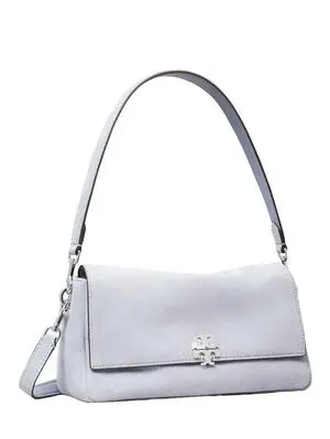 Tory Burch Small Charlie Suede Shoulder Bag - Light Blue