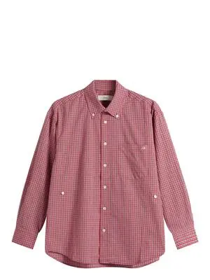DUNST Oversized Checked Shirt - Red Check