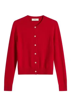 DUNST Essential Crewneck Knit Cardigan - Tomato Red