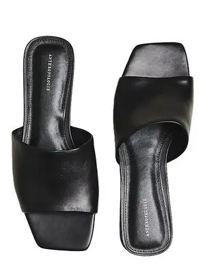 Anthropologie Leather Slide Sandals - Black