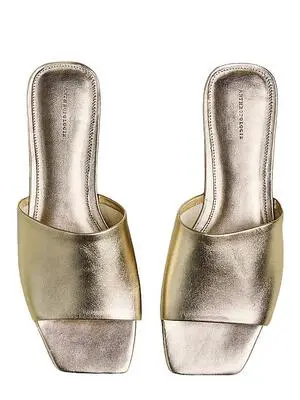 Anthropologie Leather Slide Sandals - Gold Leather