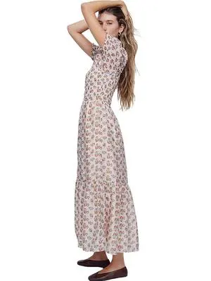 Anthropologie Peregrine 100% Cotton Midi Dress - Neutral Pattern