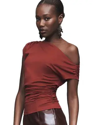 Susana Monaco Off-shoulder Ruched Top - Burgundy