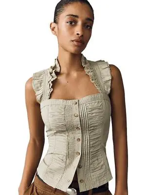 PILCRO Sleeveless Structured Blouse - Elm
