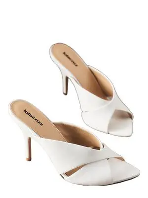 Lola Cruz Heeled Mule Sandals - White