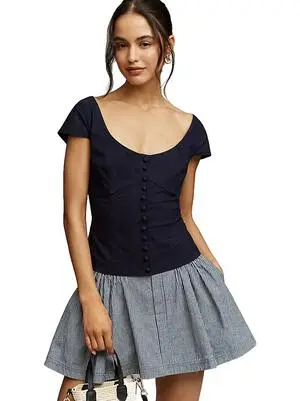 Anthropologie Scoop-neck Short-sleeve Top - Nightfall