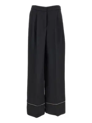 Fendi Tailored Wool And Silk Trousers - Nero