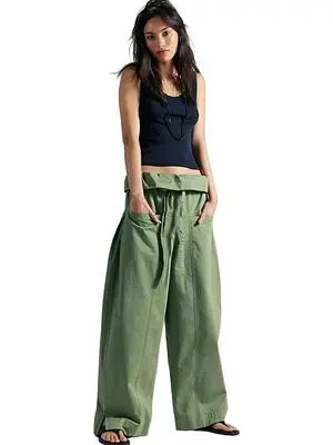 Free People Wide Leg Fisherman Pants - Mistletoe