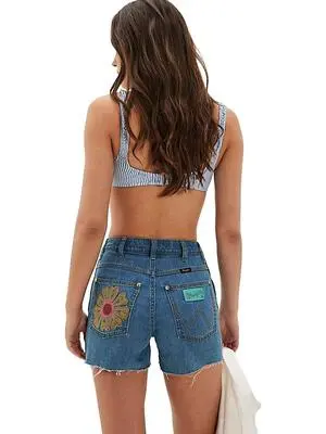 Wrangler X Lainey Wilson Embroidered Cowboy Shorts - Floral Dreams