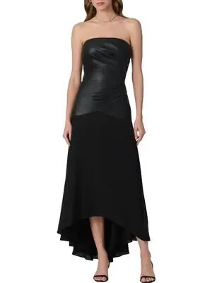 Shoshanna Faux Leather Evening Dress - Jet