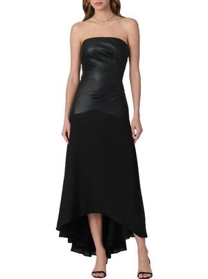 SHOSHANNA Faux Leather Evening Dress