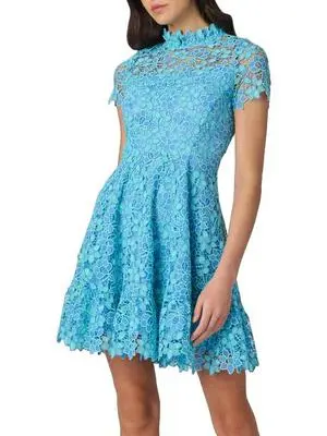 Shoshanna Harlow Londrina Lace Mini Dress - Vista Blue/bright Mint