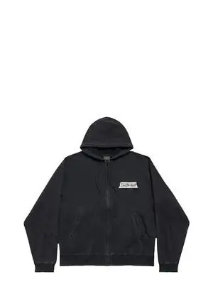 Balenciaga Over Zip-up Hoodie - Faded Washed Black