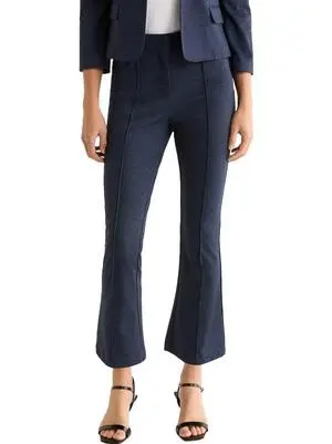 Halogen Seamed Crop Flare Trousers - Indigo Navy