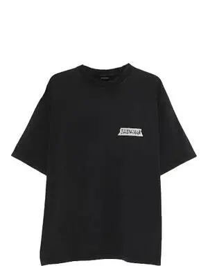 Balenciaga Medium Fit Crewneck Sweat-shirt T-shirt - Faded Washed Black