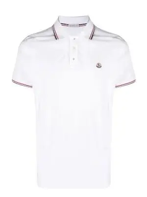 MONCLER Striped Trim Short Sleeve Polo Collar T-shirt