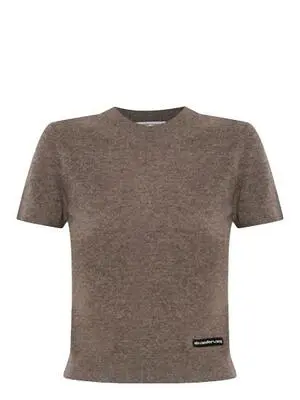 Alexander Wang Knit Logo Label Crewneck Tee - Brown