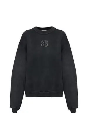 Alexander Wang Hotfix Logo Crewneck Sweatshirt - Washed Black