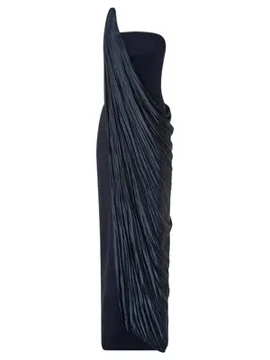 MARMAR HALIM Marmar Halim One-Shoulder Plissé Drape Gown
