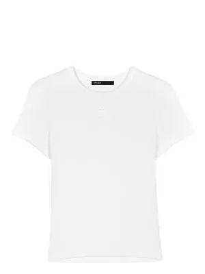 Maje Brand-embroidered Ribbed T-shirt - White