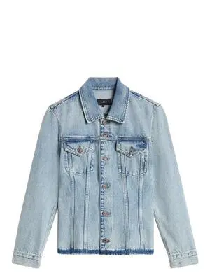 7 For All Mankind Cinched Denim Trucker Jacket - Blue